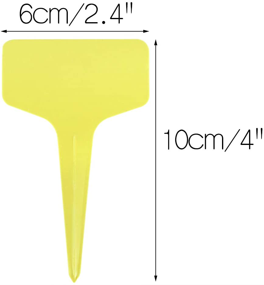 Yellow Plastic T-Shaped Plant Labels | Row Marker Label Stake Seeds ...